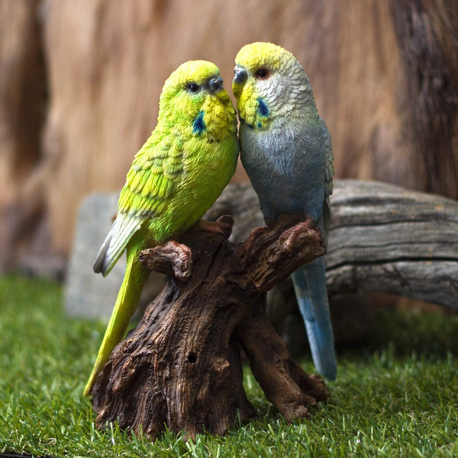 Pacific Giftware Parakeets Perching on Branch with Motion Activated Bi ...